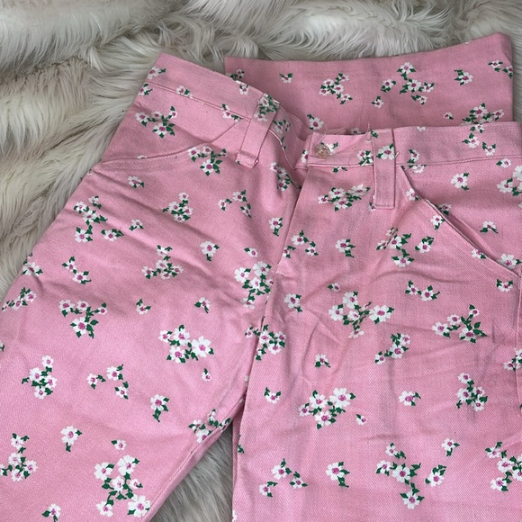 Vintage | Bottoms | Vintage Pink Floral Bell Bottoms | Poshmark